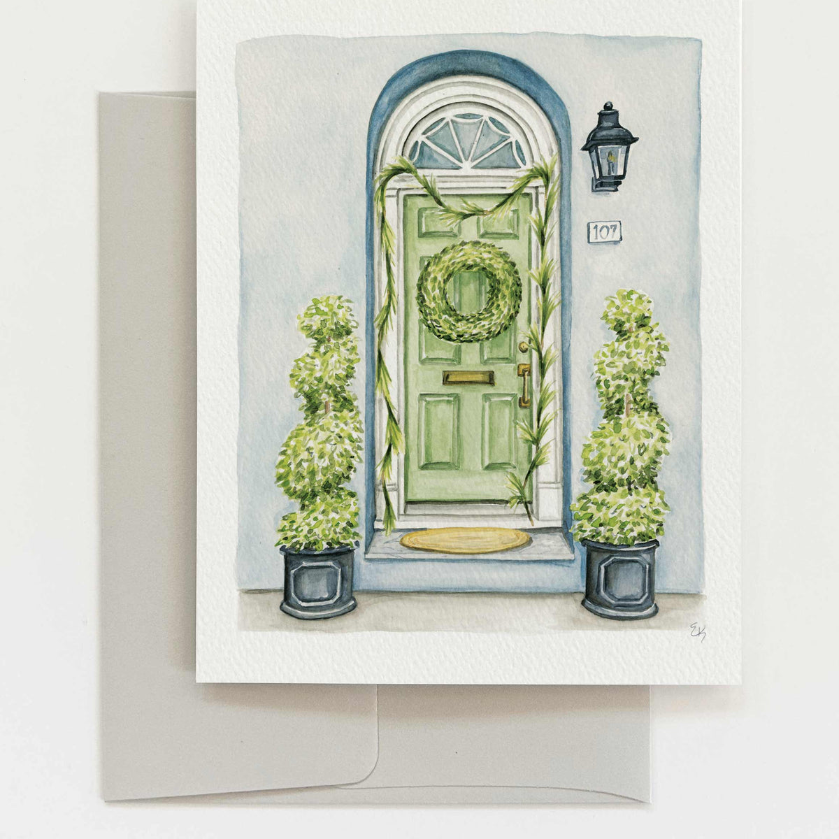 Front Door Greeting Card The Green Holiday Door Texture Design Co
