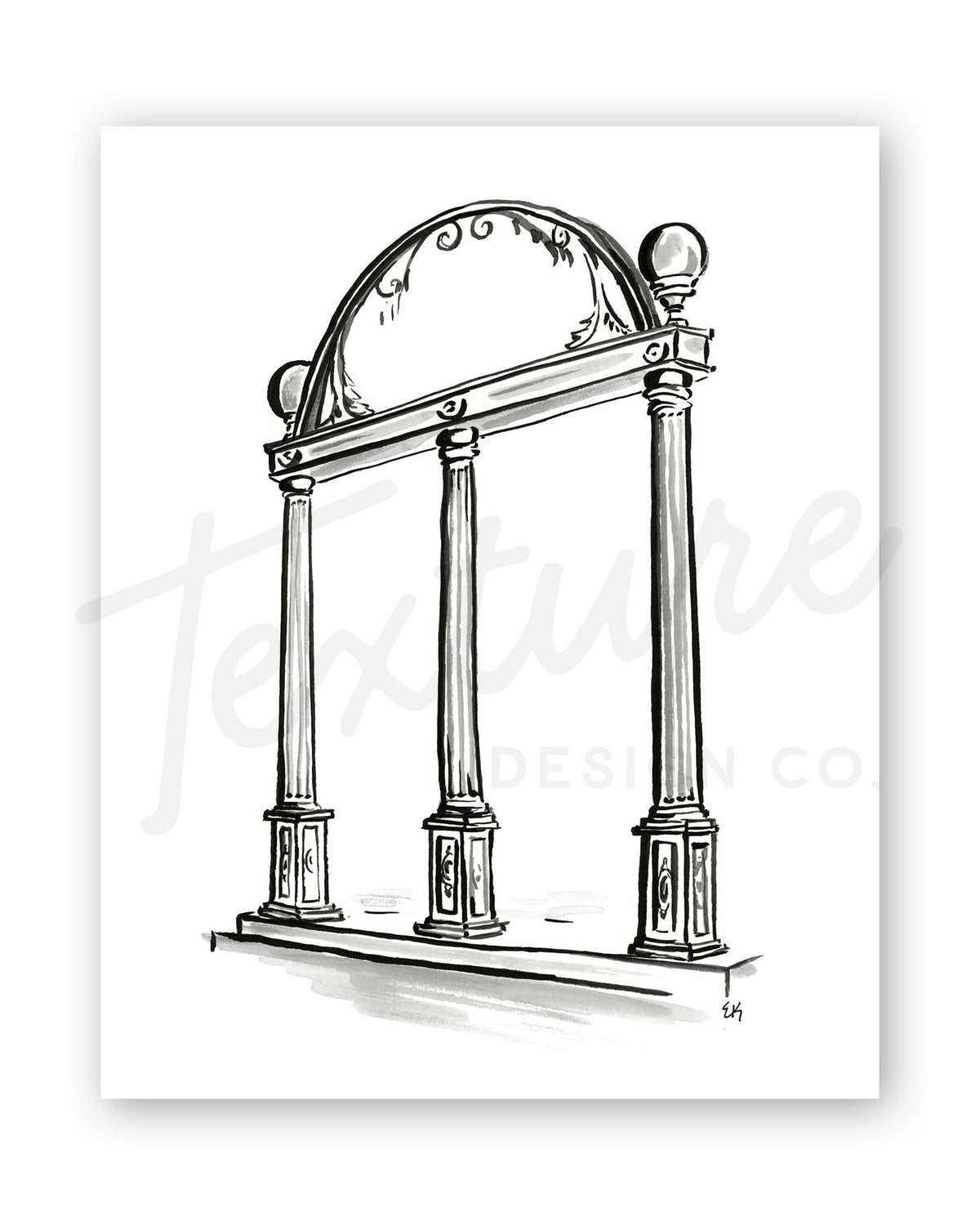 Architectural Art Print: UGA Arch Painting – Texture Design Co.