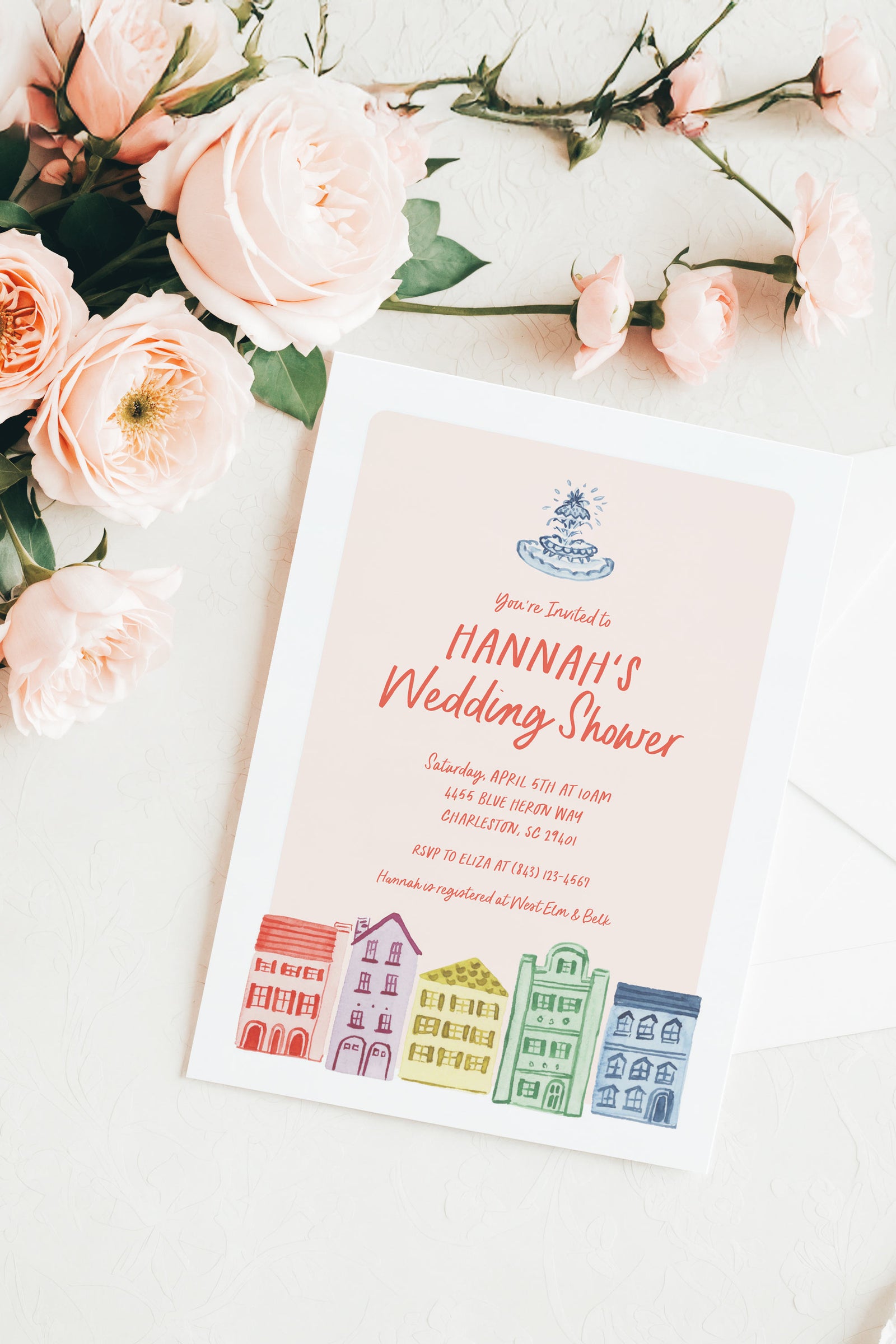 Rainbow Row Watercolor Invite [Digital Download] – Texture Design Co.