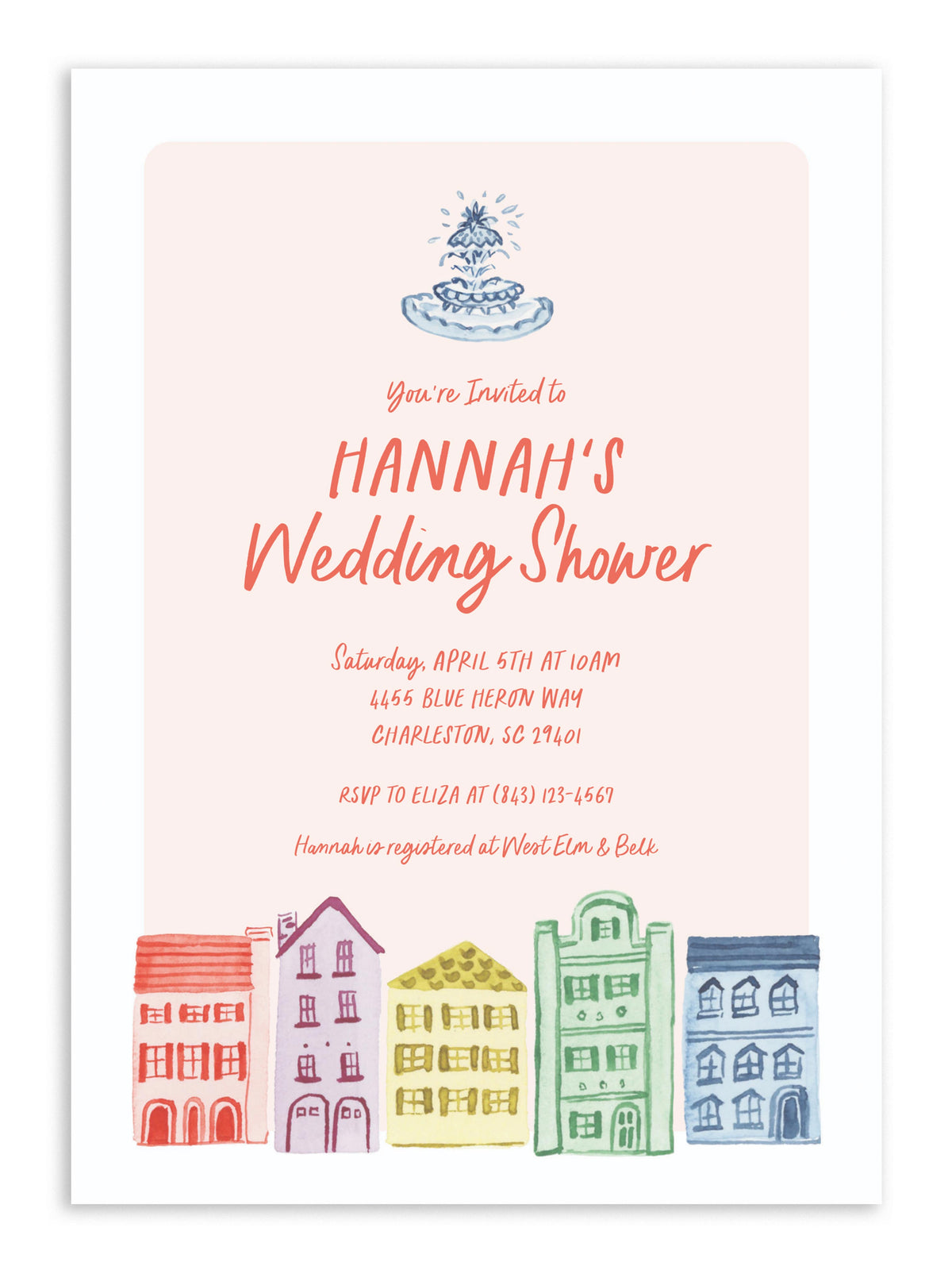 Rainbow Row Watercolor Invite [Digital Download] – Texture Design Co.